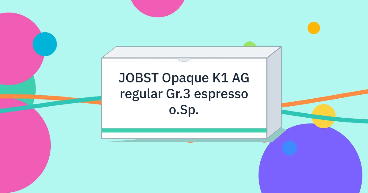 Symbolbild: Packung mit der Aufschrift JOBST Opaque K1 AG regular Gr.3 espresso o.Sp. (PZN 16267142) – Verfügbarkeit und Bezug in Apotheken in Frankfurt am Main