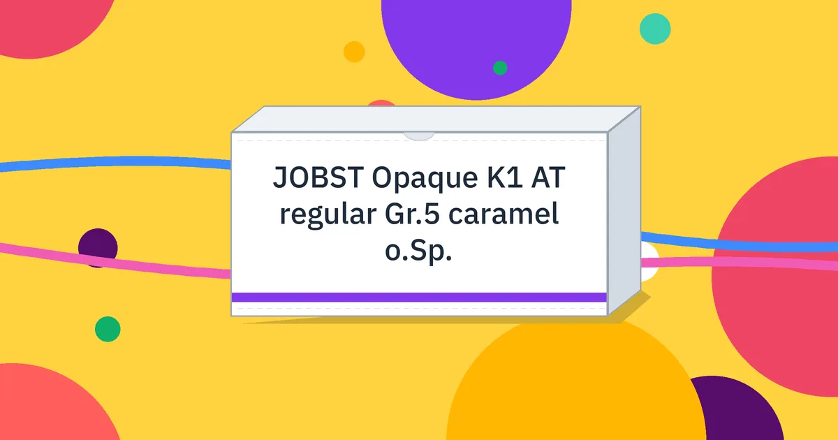 Symbolbild: Packung mit der Aufschrift JOBST Opaque K1 AT regular Gr.5 caramel o.Sp. (PZN 13107372) – Verfügbarkeit und Bezug in Apotheken in Frankfurt am Main