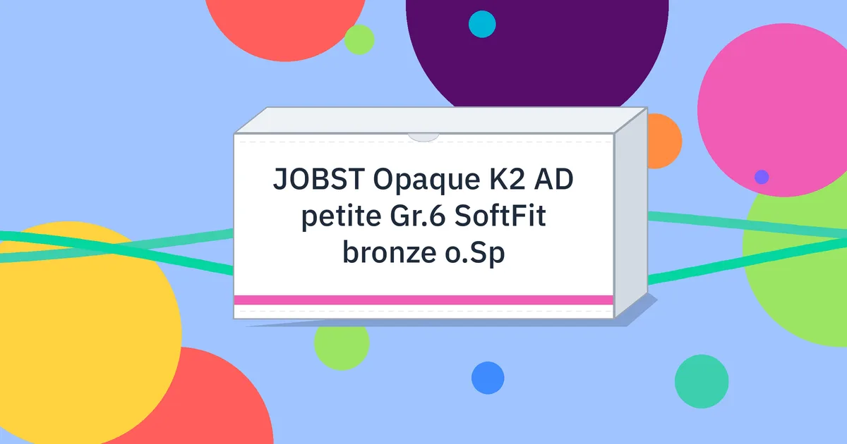 Symbolbild: Packung mit der Aufschrift JOBST Opaque K2 AD petite Gr.6 SoftFit bronze o.Sp (PZN 13110026) – Verfügbarkeit und Bezug in Apotheken in Frankfurt am Main