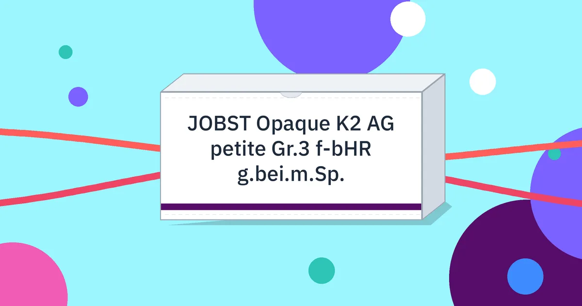 Symbolbild: Packung mit der Aufschrift JOBST Opaque K2 AG petite Gr.3 f-bHR g.bei.m.Sp. (PZN 16283603) – Verfügbarkeit und Bezug in Apotheken in Frankfurt am Main