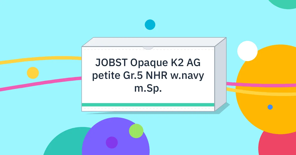 Symbolbild: Packung mit der Aufschrift JOBST Opaque K2 AG petite Gr.5 NHR w.navy m.Sp. (PZN 13112605) – Verfügbarkeit und Bezug in Apotheken in Frankfurt am Main