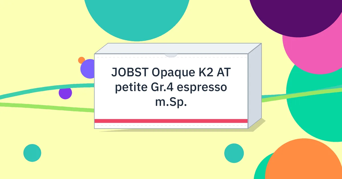 Symbolbild: Packung mit der Aufschrift JOBST Opaque K2 AT petite Gr.4 espresso m.Sp. (PZN 16291620) – Verfügbarkeit und Bezug in Apotheken in Frankfurt am Main