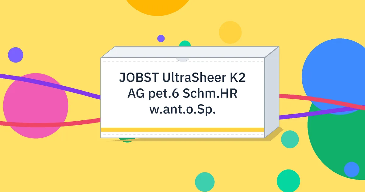 Symbolbild: Packung mit der Aufschrift JOBST UltraSheer K2 AG pet.6 Schm.HR w.ant.o.Sp. (PZN 13143706) – Verfügbarkeit und Bezug in Apotheken in Frankfurt am Main