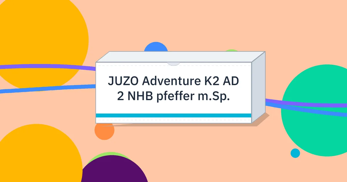 Symbolbild: Packung mit der Aufschrift JUZO Adventure K2 AD 2 NHB pfeffer m.Sp. (PZN 14974214) – Verfügbarkeit und Bezug in Apotheken in Frankfurt am Main