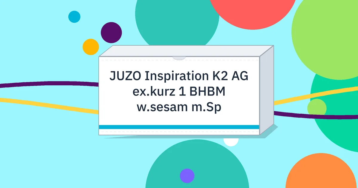 Symbolbild: Packung mit der Aufschrift JUZO Inspiration K2 AG ex.kurz 1 BHBM w.sesam m.Sp (PZN 14883919) – Verfügbarkeit und Bezug in Apotheken in Frankfurt am Main
