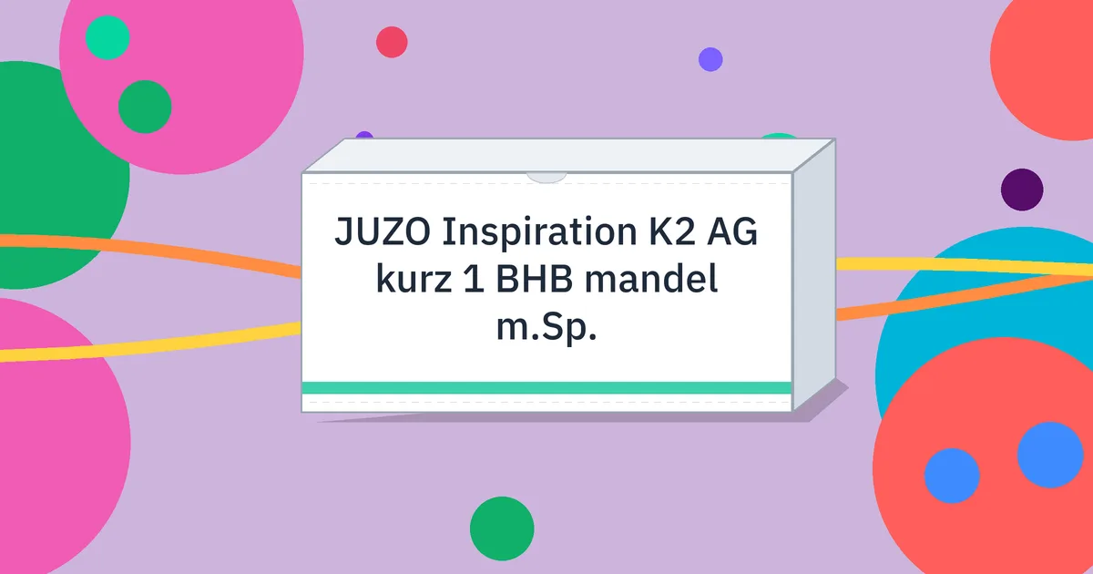 Symbolbild: Packung mit der Aufschrift JUZO Inspiration K2 AG kurz 1 BHB mandel m.Sp. (PZN 14834298) – Verfügbarkeit und Bezug in Apotheken in Frankfurt am Main