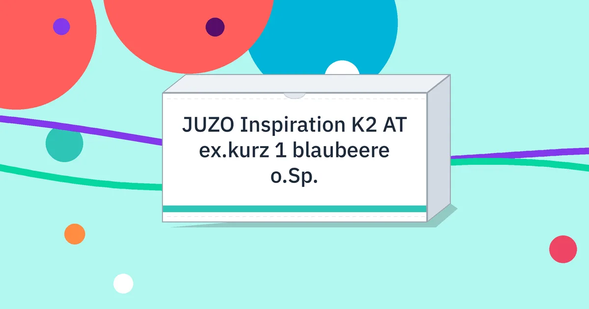 Symbolbild: Packung mit der Aufschrift JUZO Inspiration K2 AT ex.kurz 1 blaubeere o.Sp. (PZN 14952649) – Verfügbarkeit und Bezug in Apotheken in Frankfurt am Main