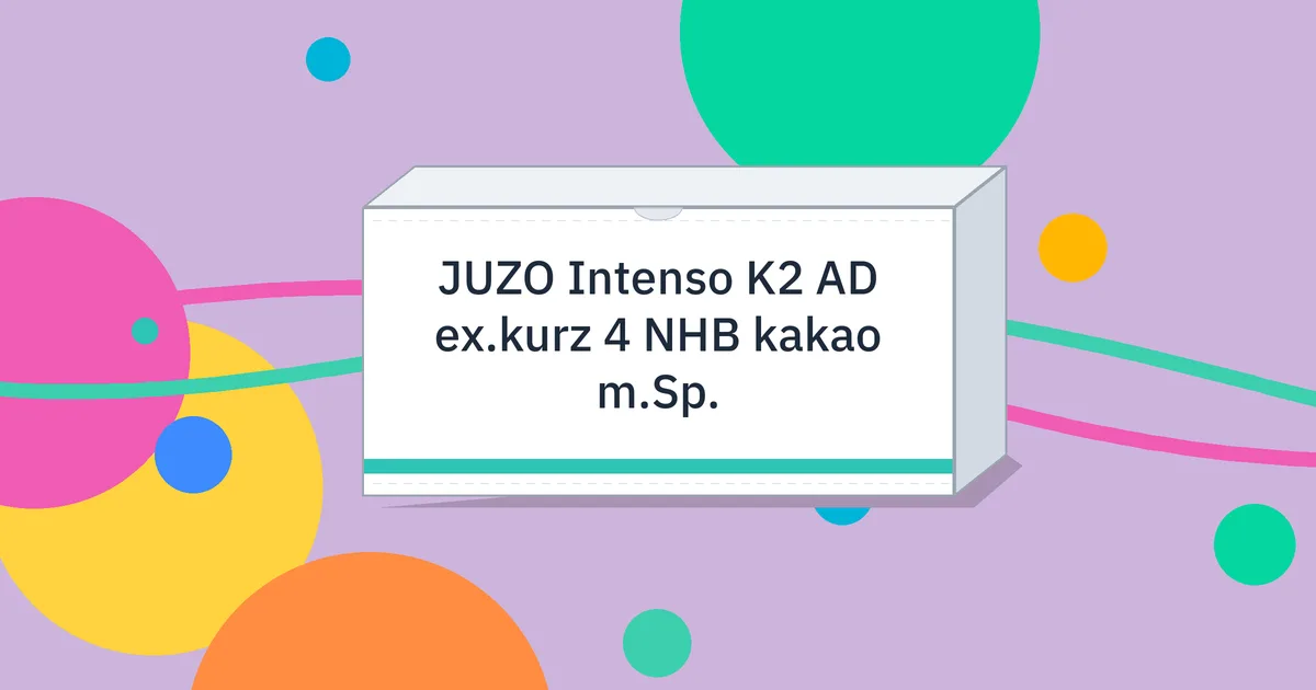 Symbolbild: Packung mit der Aufschrift JUZO Intenso K2 AD ex.kurz 4 NHB kakao m.Sp. (PZN 18611856) – Verfügbarkeit und Bezug in Apotheken in Frankfurt am Main