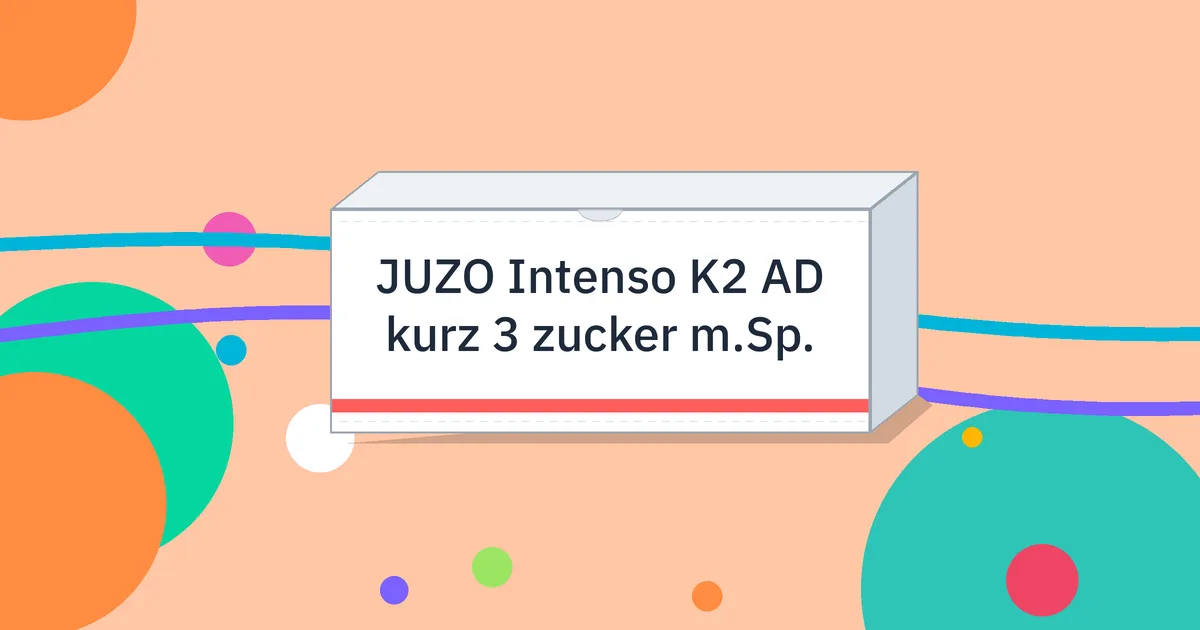 Symbolbild: Packung mit der Aufschrift JUZO Intenso K2 AD kurz 3 zucker m.Sp. (PZN 18607211) – Verfügbarkeit und Bezug in Apotheken in Frankfurt am Main