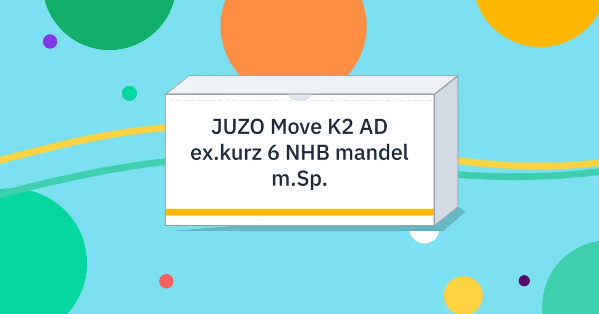 Symbolbild: Packung mit der Aufschrift JUZO Move K2 AD ex.kurz 6 NHB mandel m.Sp. (PZN 16340264) – Verfügbarkeit und Bezug in Apotheken in Frankfurt am Main