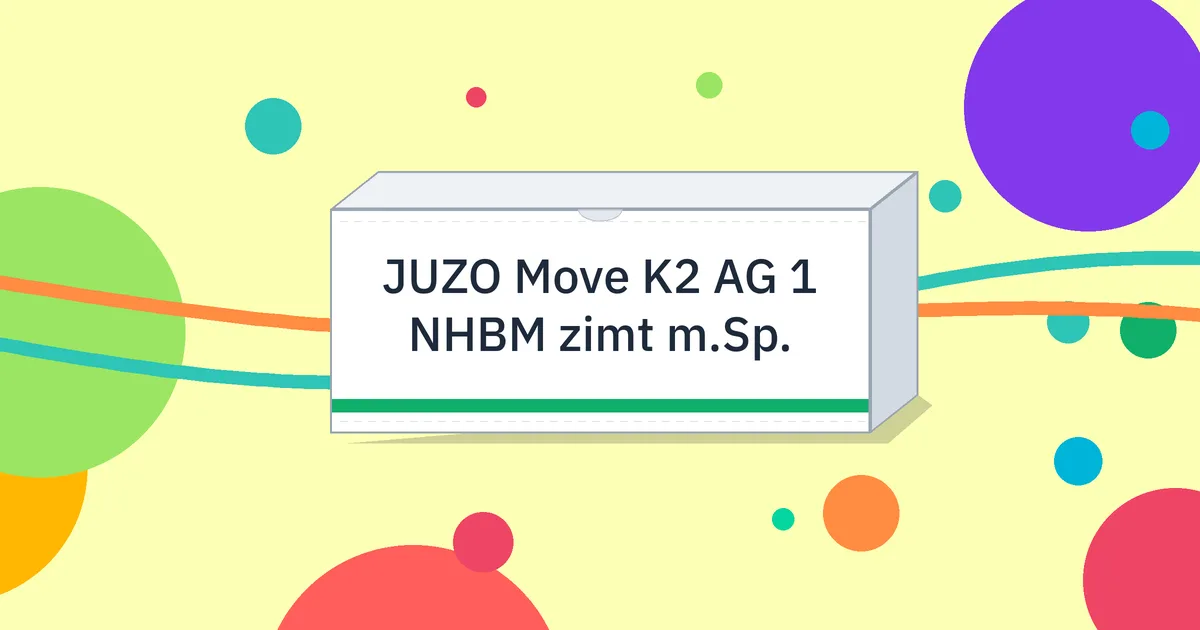 Symbolbild: Packung mit der Aufschrift JUZO Move K2 AG 1 NHBM zimt m.Sp. (PZN 18523299) – Verfügbarkeit und Bezug in Apotheken in Frankfurt am Main