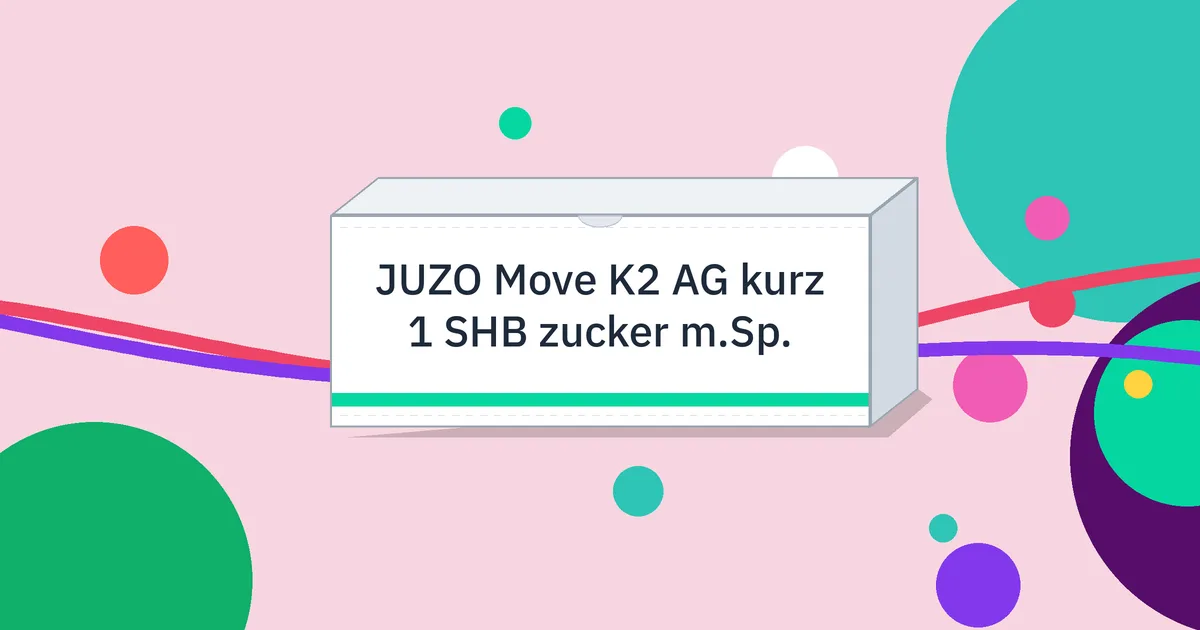 Symbolbild: Packung mit der Aufschrift JUZO Move K2 AG kurz 1 SHB zucker m.Sp. (PZN 18527825) – Verfügbarkeit und Bezug in Apotheken in Frankfurt am Main