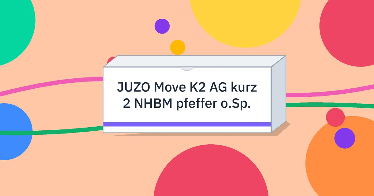 Symbolbild: Packung mit der Aufschrift JUZO Move K2 AG kurz 2 NHBM pfeffer o.Sp. (PZN 16642887) – Verfügbarkeit und Bezug in Apotheken in Frankfurt am Main