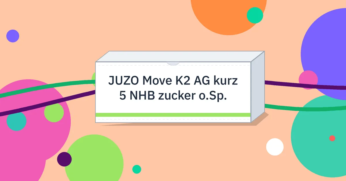 Symbolbild: Packung mit der Aufschrift JUZO Move K2 AG kurz 5 NHB zucker o.Sp. (PZN 18529646) – Verfügbarkeit und Bezug in Apotheken in Frankfurt am Main
