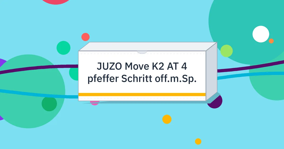 Symbolbild: Packung mit der Aufschrift JUZO Move K2 AT 4 pfeffer Schritt off.m.Sp. (PZN 20668071) – Verfügbarkeit und Bezug in Apotheken in Frankfurt am Main