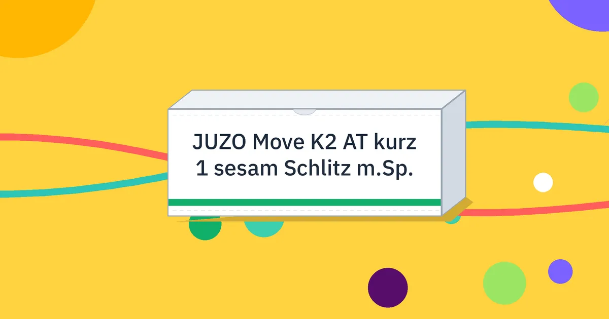 Symbolbild: Packung mit der Aufschrift JUZO Move K2 AT kurz 1 sesam Schlitz m.Sp. (PZN 20674841) – Verfügbarkeit und Bezug in Apotheken in Frankfurt am Main