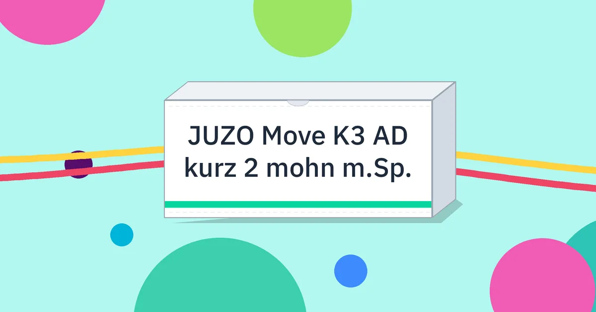 Symbolbild: Packung mit der Aufschrift JUZO Move K3 AD kurz 2 mohn m.Sp. (PZN 18571878) – Verfügbarkeit und Bezug in Apotheken in Frankfurt am Main