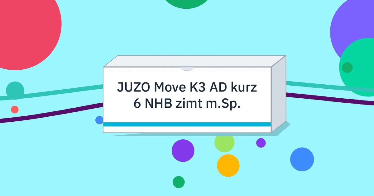 Symbolbild: Packung mit der Aufschrift JUZO Move K3 AD kurz 6 NHB zimt m.Sp. (PZN 18568190) – Verfügbarkeit und Bezug in Apotheken in Frankfurt am Main