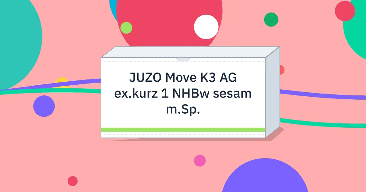 Symbolbild: Packung mit der Aufschrift JUZO Move K3 AG ex.kurz 1 NHBw sesam m.Sp. (PZN 18582480) – Verfügbarkeit und Bezug in Apotheken in Frankfurt am Main