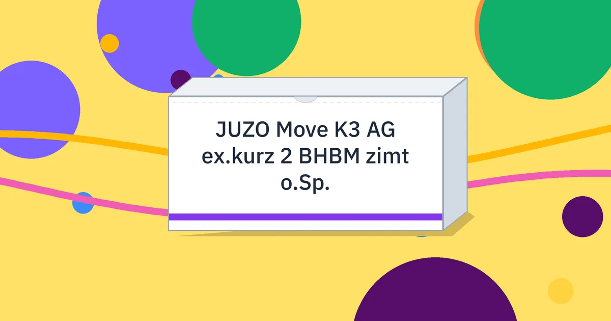 Symbolbild: Packung mit der Aufschrift JUZO Move K3 AG ex.kurz 2 BHBM zimt o.Sp. (PZN 18585975) – Verfügbarkeit und Bezug in Apotheken in Frankfurt am Main