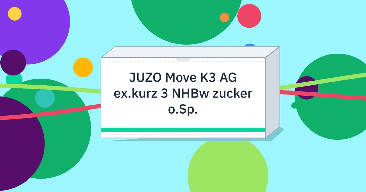 Symbolbild: Packung mit der Aufschrift JUZO Move K3 AG ex.kurz 3 NHBw zucker o.Sp. (PZN 18584361) – Verfügbarkeit und Bezug in Apotheken in Frankfurt am Main
