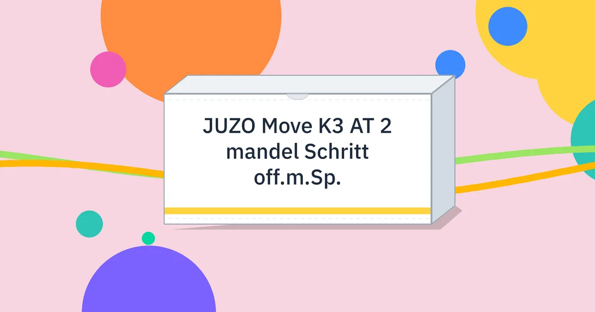 Symbolbild: Packung mit der Aufschrift JUZO Move K3 AT 2 mandel Schritt off.m.Sp. (PZN 20677578) – Verfügbarkeit und Bezug in Apotheken in Frankfurt am Main