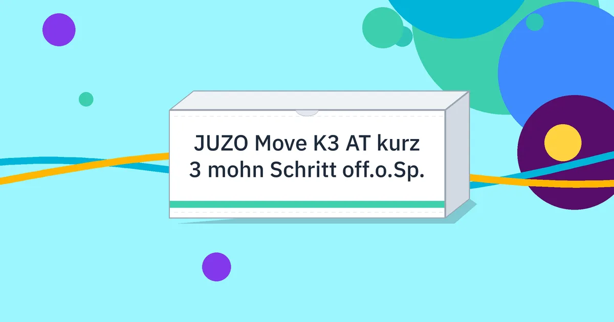 Symbolbild: Packung mit der Aufschrift JUZO Move K3 AT kurz 3 mohn Schritt off.o.Sp. (PZN 20685394) – Verfügbarkeit und Bezug in Apotheken in Frankfurt am Main