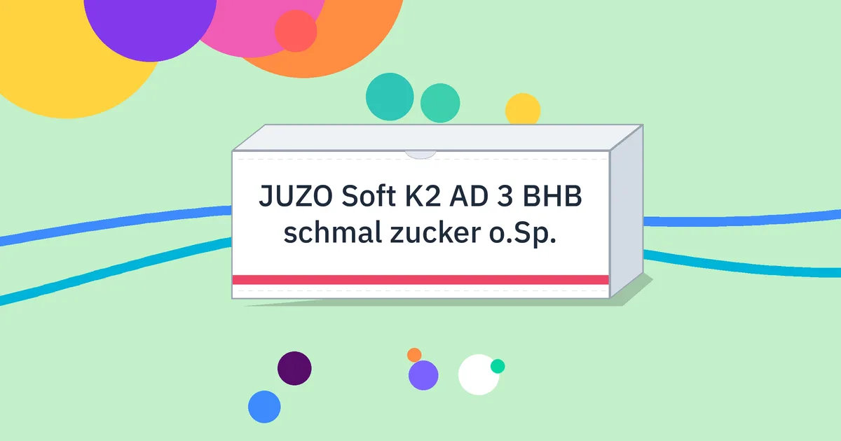Symbolbild: Packung mit der Aufschrift JUZO Soft K2 AD 3 BHB schmal zucker o.Sp. (PZN 15466796) – Verfügbarkeit und Bezug in Apotheken in Frankfurt am Main