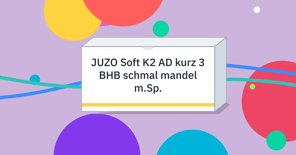 Symbolbild: Packung mit der Aufschrift JUZO Soft K2 AD kurz 3 BHB schmal mandel m.Sp. (PZN 15465905) – Verfügbarkeit und Bezug in Apotheken in Frankfurt am Main