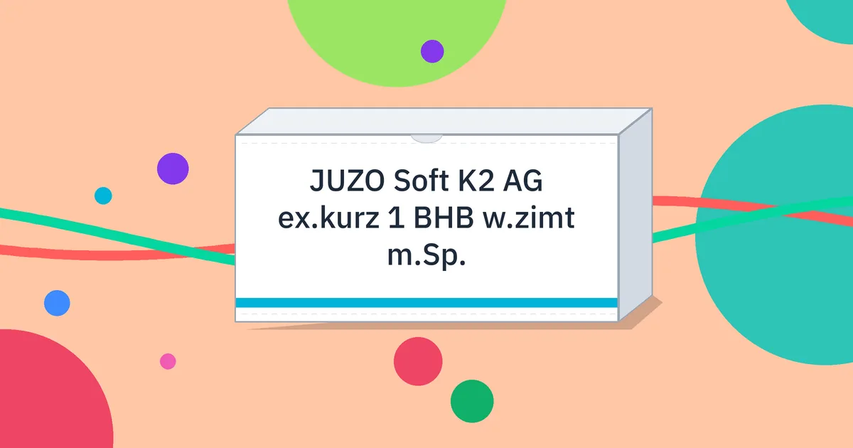 Symbolbild: Packung mit der Aufschrift JUZO Soft K2 AG ex.kurz 1 BHB w.zimt m.Sp. (PZN 14843239) – Verfügbarkeit und Bezug in Apotheken in Frankfurt am Main