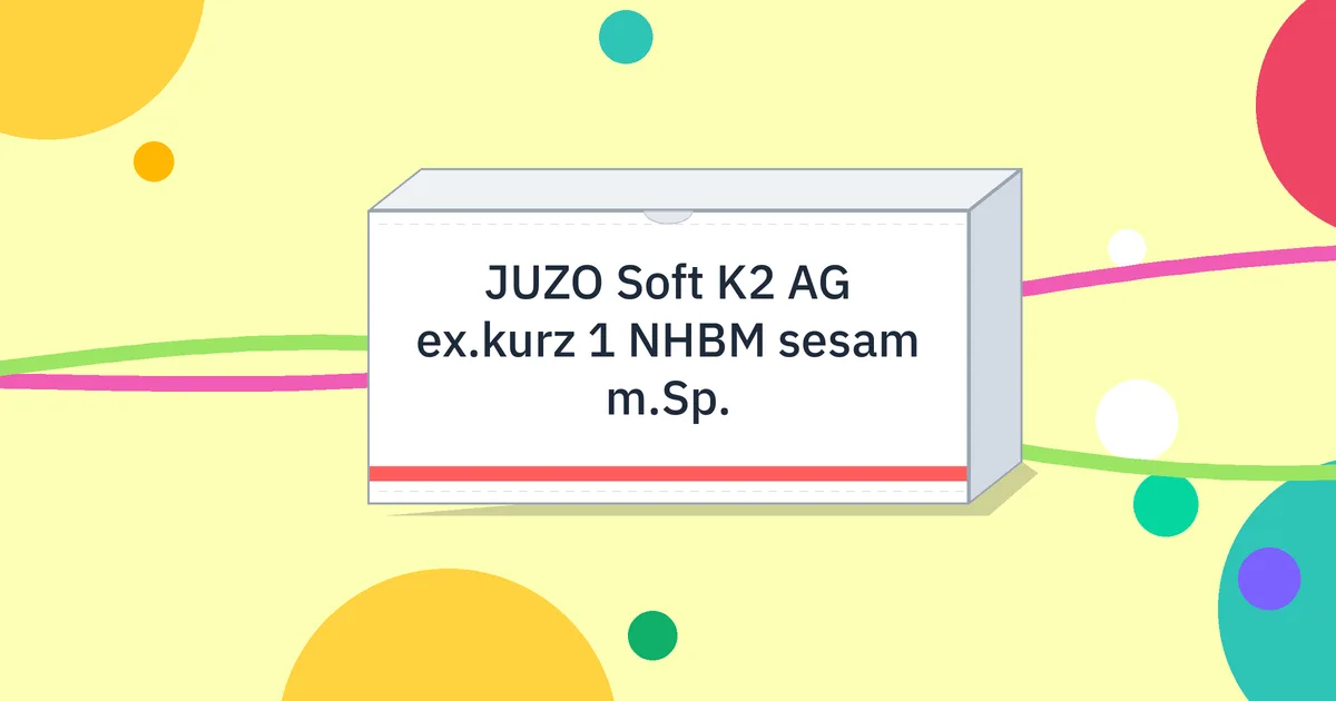 Symbolbild: Packung mit der Aufschrift JUZO Soft K2 AG ex.kurz 1 NHBM sesam m.Sp. (PZN 15021456) – Verfügbarkeit und Bezug in Apotheken in Frankfurt am Main
