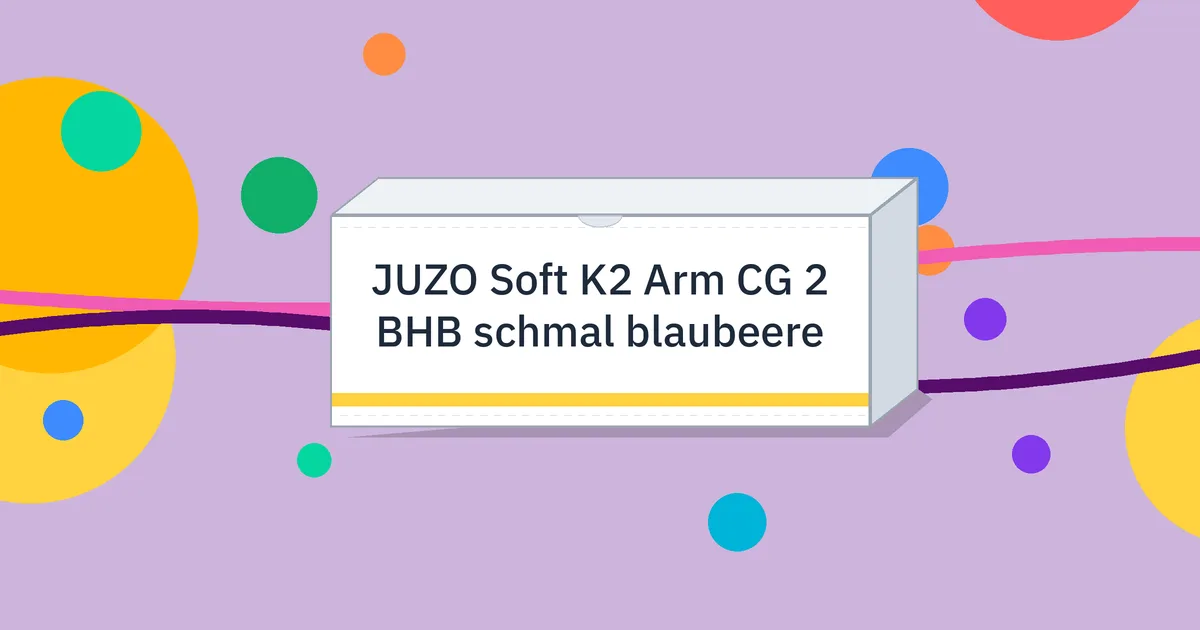 Symbolbild: Packung mit der Aufschrift JUZO Soft K2 Arm CG 2 BHB schmal blaubeere (PZN 15511568) – Verfügbarkeit und Bezug in Apotheken in Frankfurt am Main