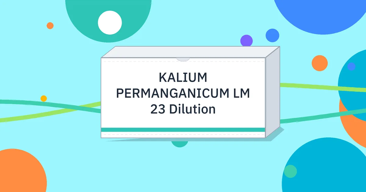 Symbolbild: Packung mit der Aufschrift KALIUM PERMANGANICUM LM 23 Dilution (PZN 12924241) – Verfügbarkeit und Bezug in Apotheken in Frankfurt am Main