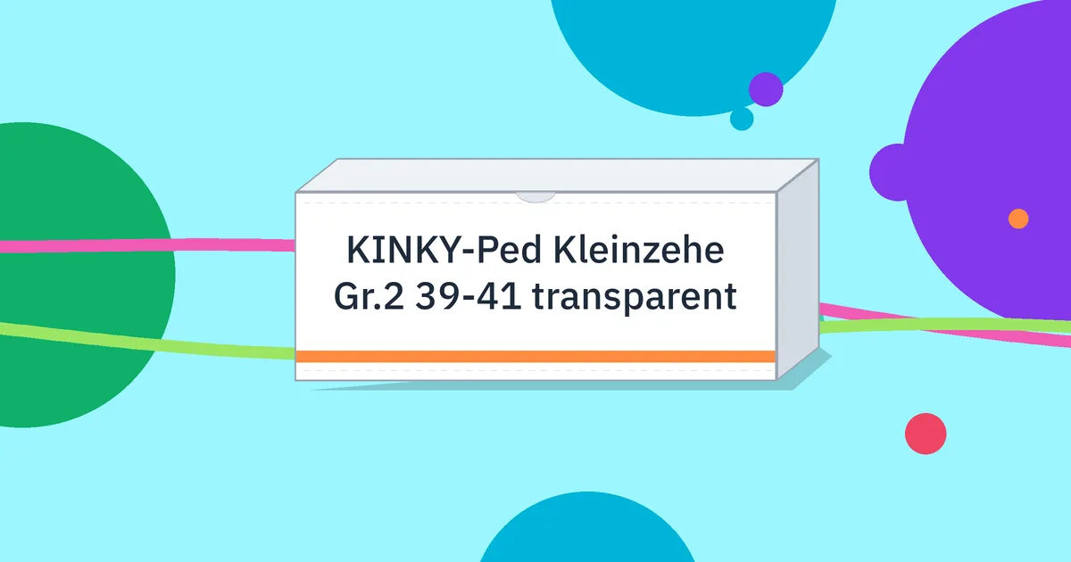 Symbolbild: Packung mit der Aufschrift KINKY-Ped Kleinzehe Gr.2 39-41 transparent (PZN 11241385) – Verfügbarkeit und Bezug in Apotheken in Frankfurt am Main