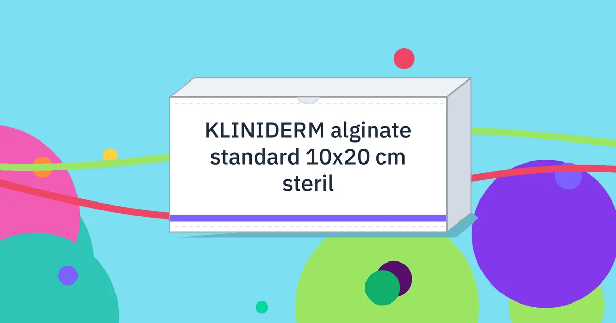 Symbolbild: Packung mit der Aufschrift KLINIDERM alginate standard 10x20 cm steril (PZN 13154383) – Verfügbarkeit und Bezug in Apotheken in Frankfurt am Main