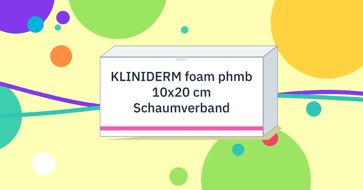Symbolbild: Packung mit der Aufschrift KLINIDERM foam phmb 10x20 cm Schaumverband (PZN 15783539) – Verfügbarkeit und Bezug in Apotheken in Frankfurt am Main