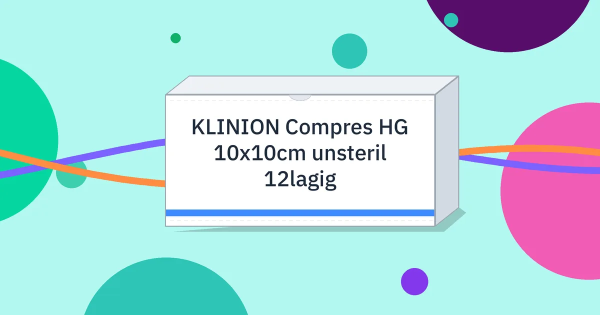 Symbolbild: Packung mit der Aufschrift KLINION Compres HG 10x10cm unsteril 12lagig (PZN 06465071) – Verfügbarkeit und Bezug in Apotheken in Frankfurt am Main