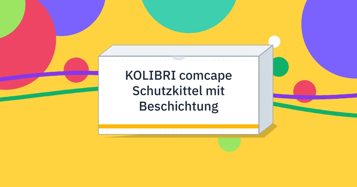 Symbolbild: Packung mit der Aufschrift KOLIBRI comcape Schutzkittel mit Beschichtung (PZN 18165322) – Verfügbarkeit und Bezug in Apotheken in Frankfurt am Main