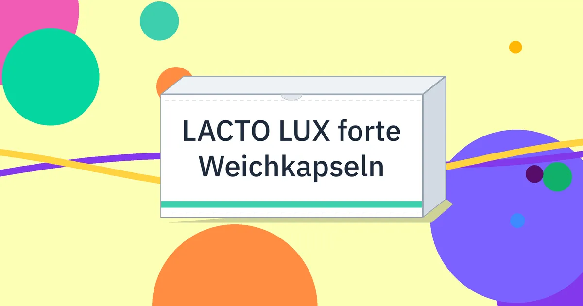 Symbolbild: Packung mit der Aufschrift LACTO LUX forte Weichkapseln (PZN 14366199) – Verfügbarkeit und Bezug in Apotheken in Frankfurt am Main