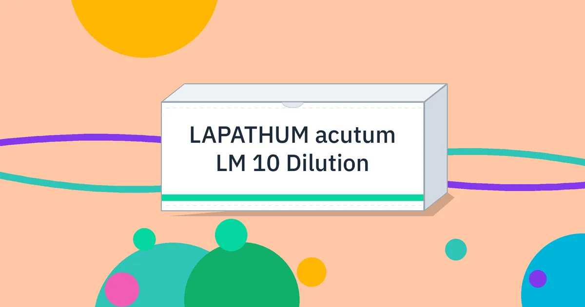 Symbolbild: Packung mit der Aufschrift LAPATHUM acutum LM 10 Dilution (PZN 13522651) – Verfügbarkeit und Bezug in Apotheken in Frankfurt am Main