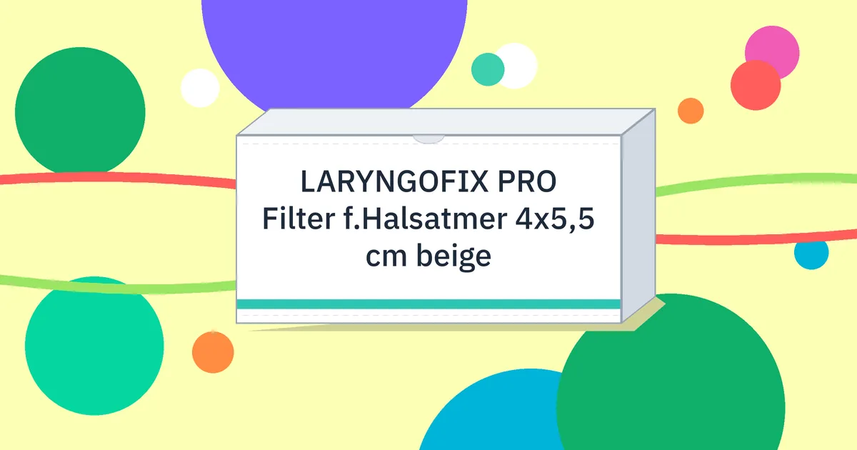 Symbolbild: Packung mit der Aufschrift LARYNGOFIX PRO Filter f.Halsatmer 4x5,5 cm beige (PZN 11368602) – Verfügbarkeit und Bezug in Apotheken in Frankfurt am Main