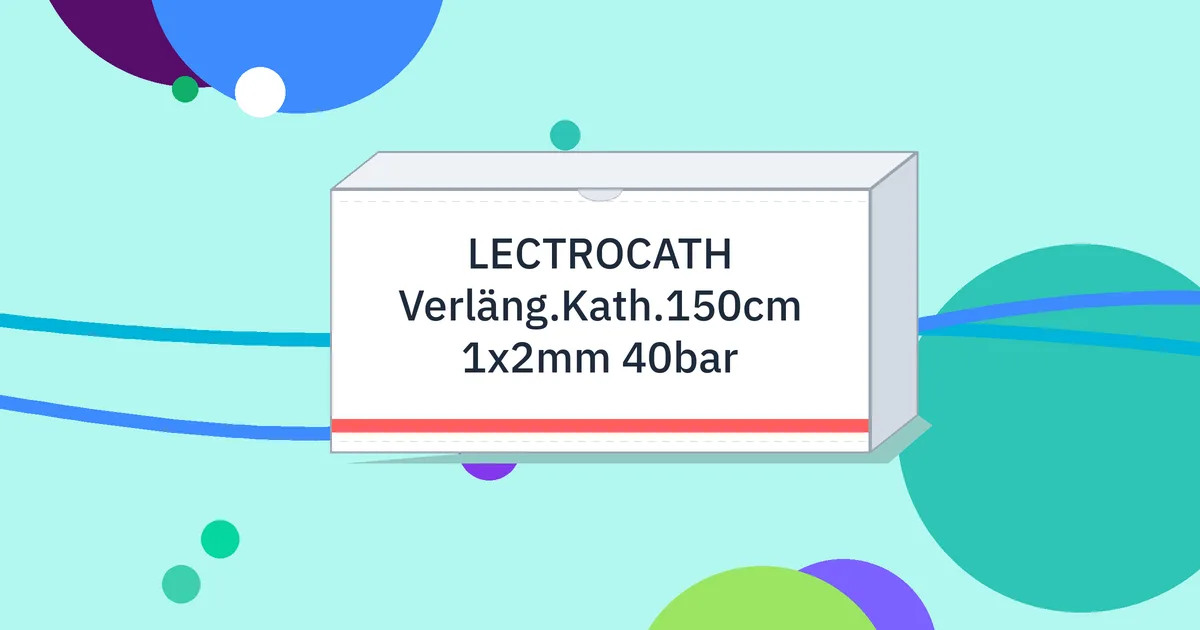 Symbolbild: Packung mit der Aufschrift LECTROCATH Verläng.Kath.150cm 1x2mm 40bar (PZN 00965884) – Verfügbarkeit und Bezug in Apotheken in Frankfurt am Main