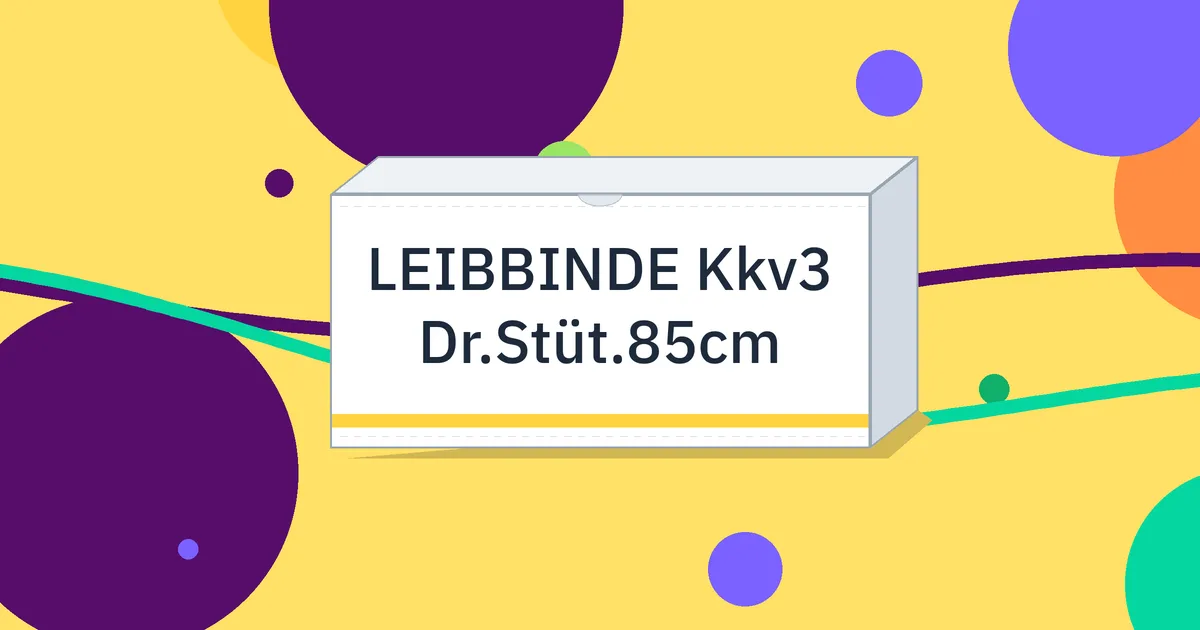 Symbolbild: Packung mit der Aufschrift LEIBBINDE Kkv3 Dr.Stüt.85cm (PZN 01731935) – Verfügbarkeit und Bezug in Apotheken in Frankfurt am Main
