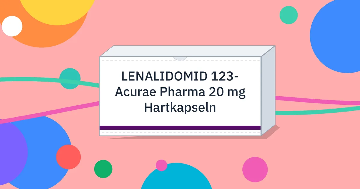 Symbolbild: Packung mit der Aufschrift LENALIDOMID 123-Acurae Pharma 20 mg Hartkapseln (PZN 17612581) – Verfügbarkeit und Bezug in Apotheken in Frankfurt am Main