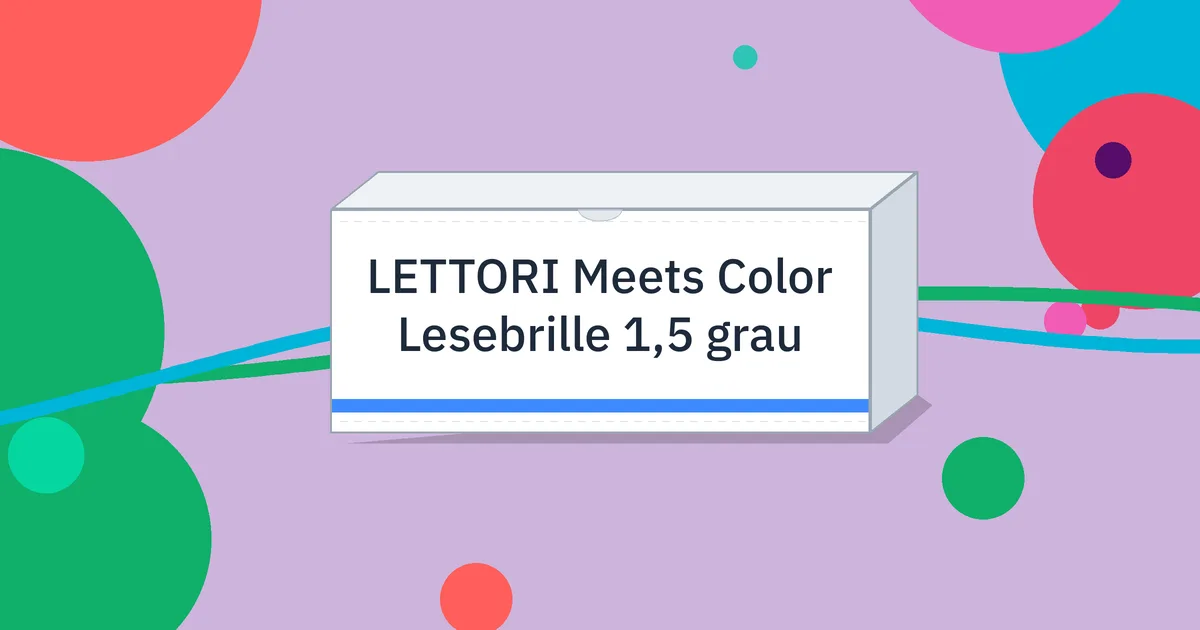 Symbolbild: Packung mit der Aufschrift LETTORI Meets Color Lesebrille 1,5 grau (PZN 11057084) – Verfügbarkeit und Bezug in Apotheken in Frankfurt am Main