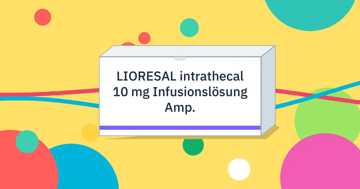 Symbolbild: Packung mit der Aufschrift LIORESAL intrathecal 10 mg Infusionslösung Amp. (PZN 01546824) – Verfügbarkeit und Bezug in Apotheken in Frankfurt am Main