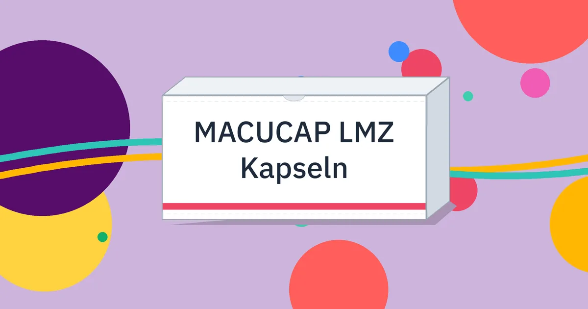 Symbolbild: Packung mit der Aufschrift MACUCAP LMZ Kapseln (PZN 13986936) – Verfügbarkeit und Bezug in Apotheken in Frankfurt am Main