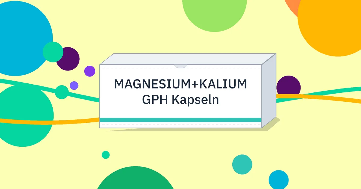 Symbolbild: Packung mit der Aufschrift MAGNESIUM+KALIUM GPH Kapseln (PZN 04577386) – Verfügbarkeit und Bezug in Apotheken in Frankfurt am Main