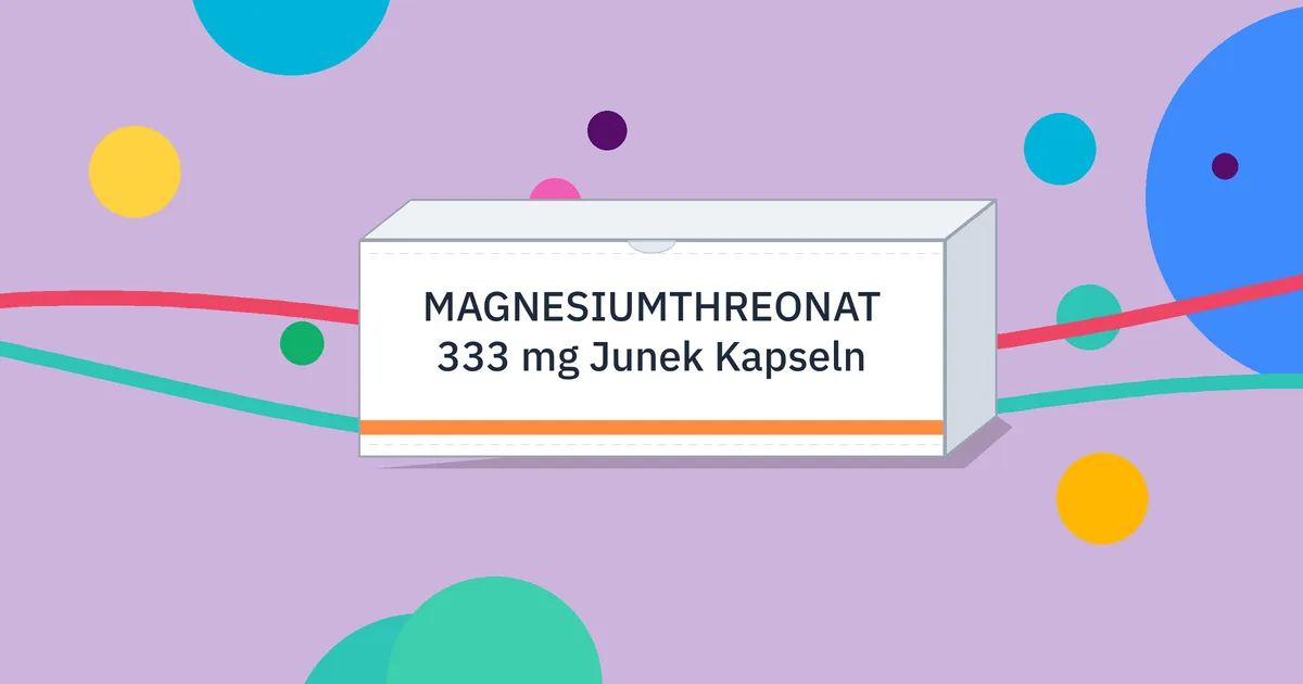 Symbolbild: Packung mit der Aufschrift MAGNESIUMTHREONAT 333 mg Junek Kapseln (PZN 19954392) – Verfügbarkeit und Bezug in Apotheken in Frankfurt am Main