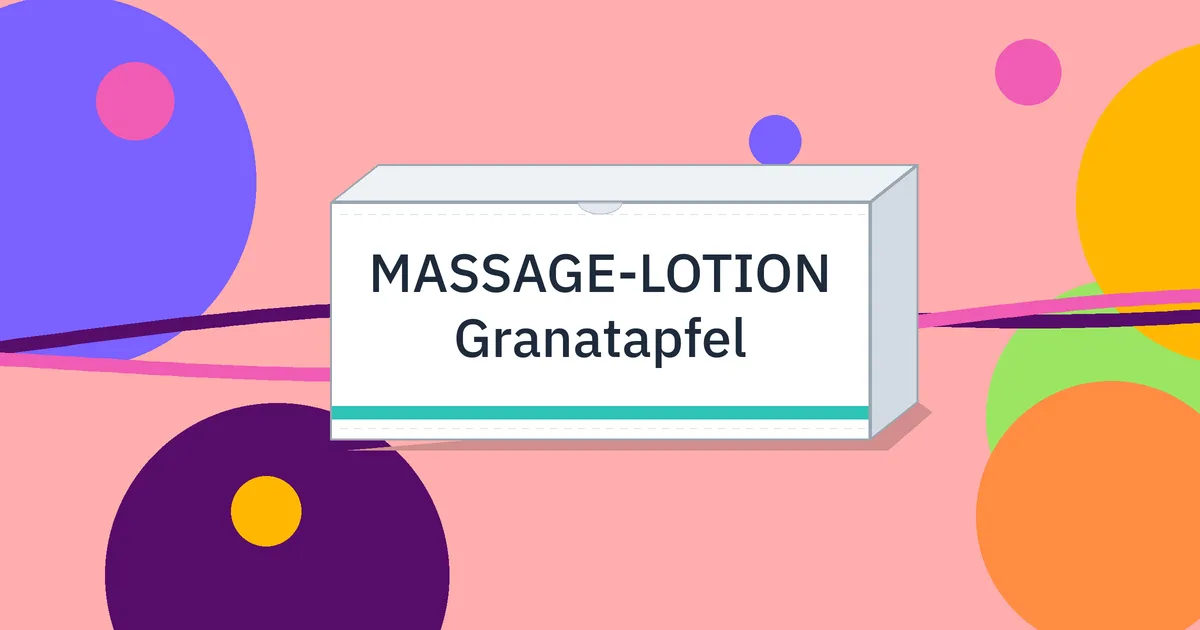 Symbolbild: Packung mit der Aufschrift MASSAGE-LOTION Granatapfel (PZN 13857452) – Verfügbarkeit und Bezug in Apotheken in Frankfurt am Main